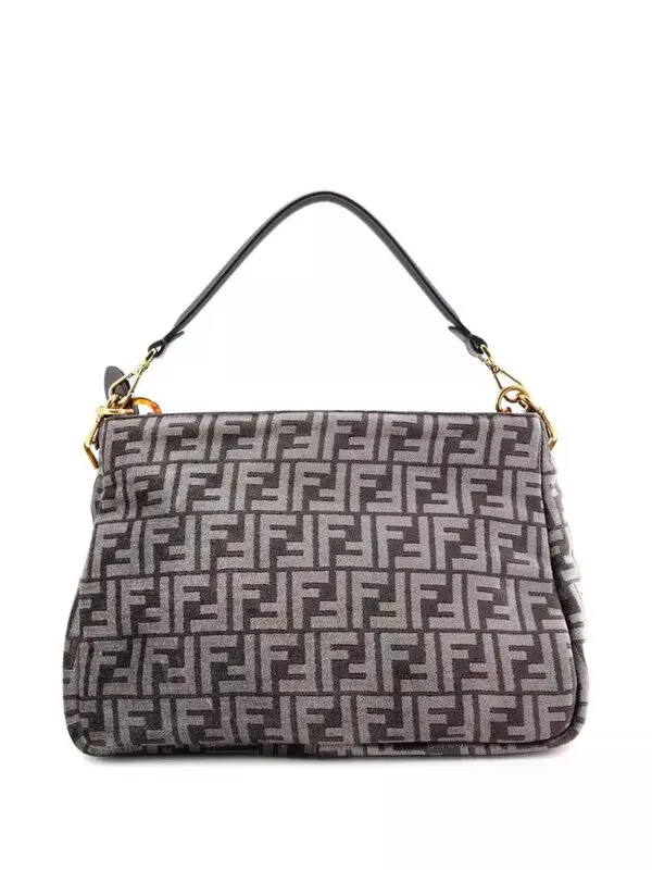 Fendi O'lock Zip Shoulder Bag Zucca Chenille Hobo Bag - Grey