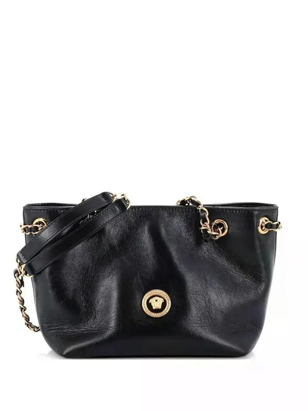 Versace Medusa Icon Chain Leather Mini Tote Bag - Black
