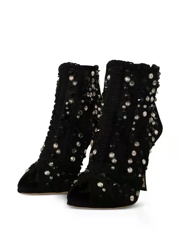 Dolce & Gabbana Embellished Peep-toe Ankle Boots