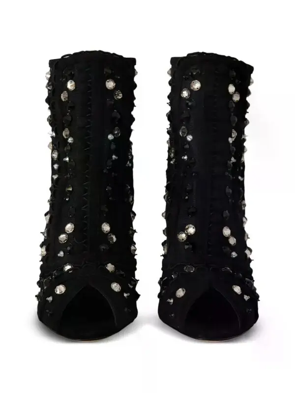 Dolce & Gabbana Embellished Peep-toe Ankle Boots