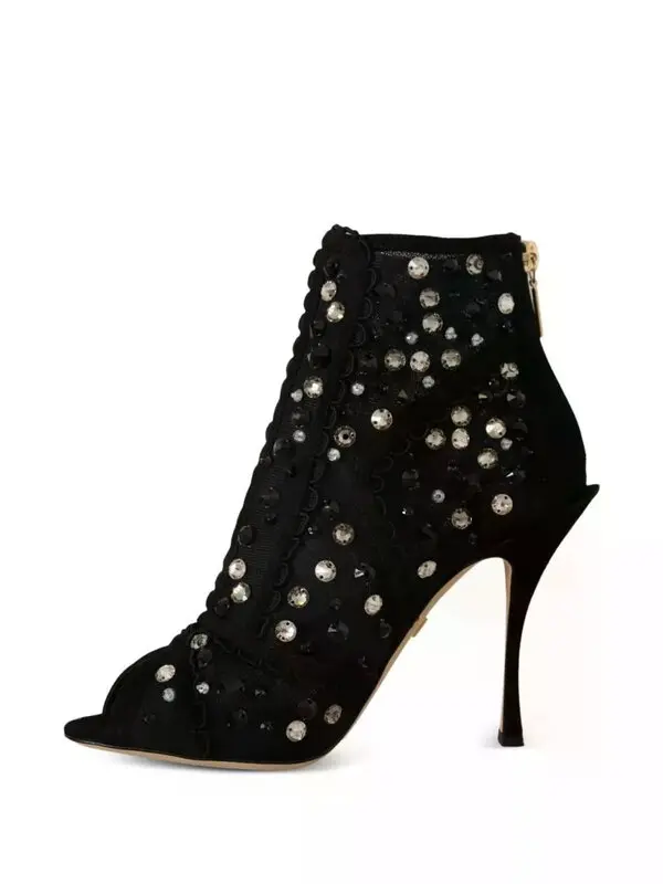 Dolce & Gabbana Embellished Peep-toe Ankle Boots