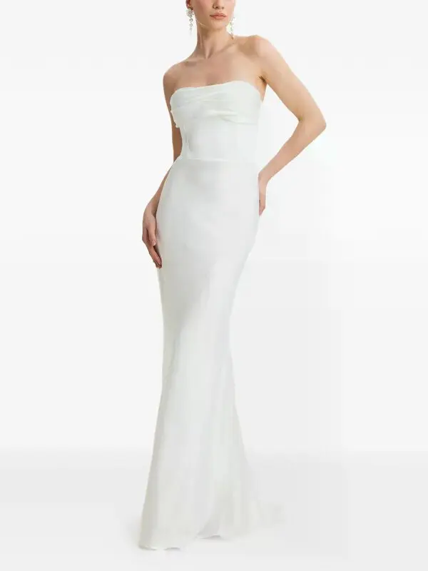 FRAMBOISE Lyris Strapless Draped Maxi Dress