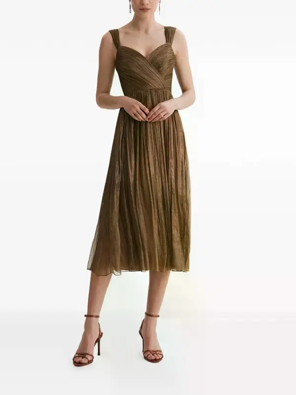 FRAMBOISE Maldon Plissé Lace-up Midi Dress