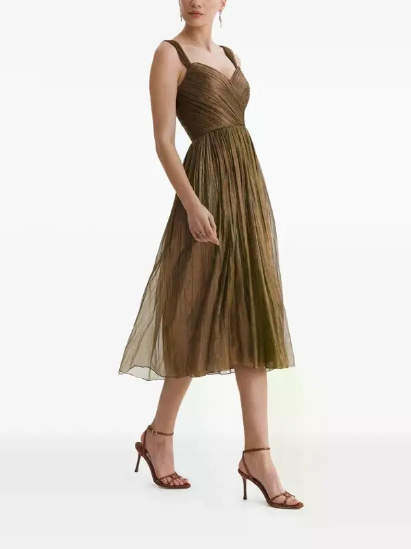 FRAMBOISE Maldon Plissé Lace-up Midi Dress