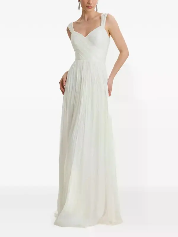FRAMBOISE Delano Pleated Lace-up Maxi Dress