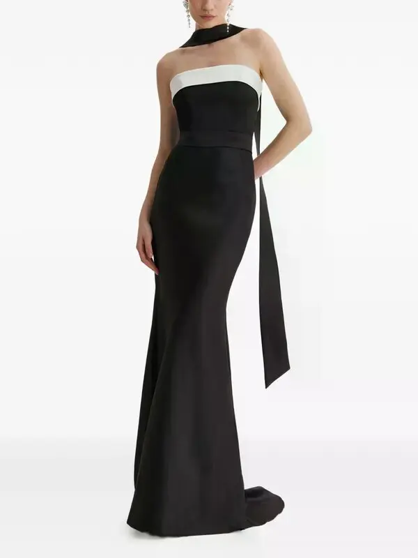 FRAMBOISE Hilary Strapless Colour-block Maxi Dress