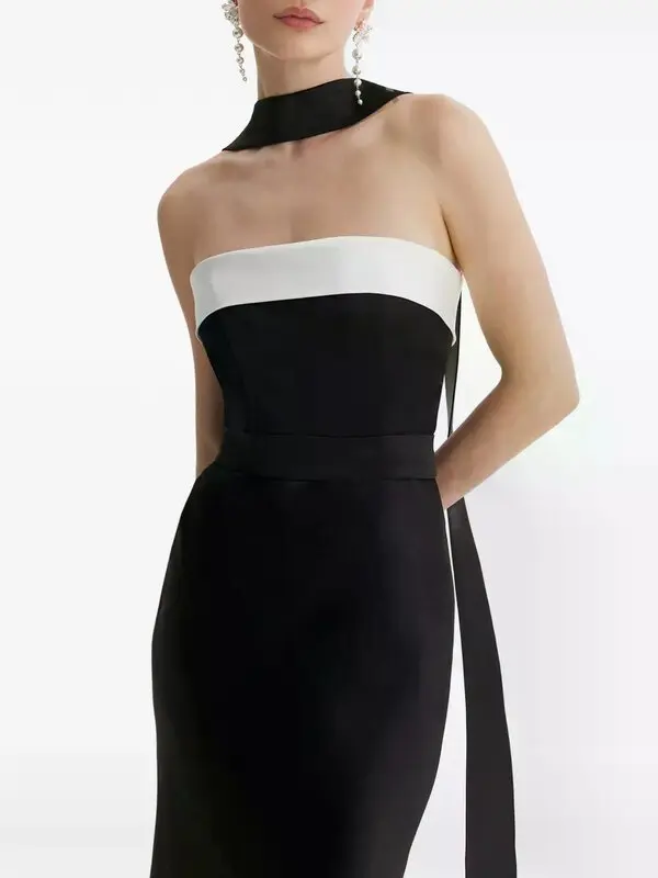 FRAMBOISE Hilary Strapless Colour-block Maxi Dress