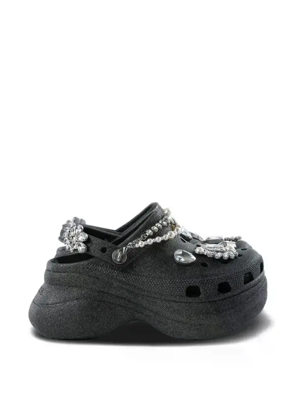 CROCS Bae Wedding Crystal-embellished Faux-pearl Mules - Black