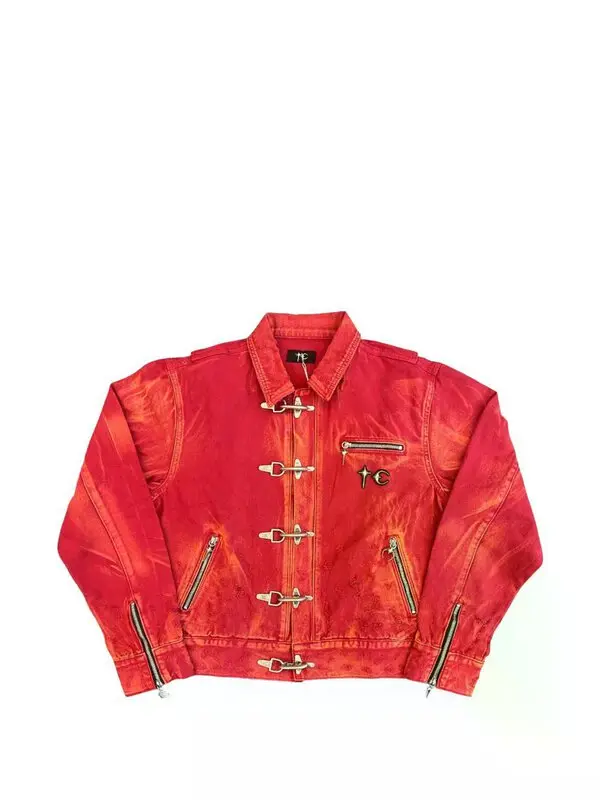 THUG CLUB Two-tone Washed Shirt Jacket