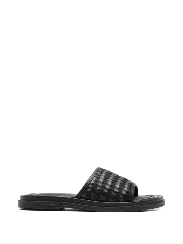 SERGIO MORETTI FIRENZE Woven Strap Slides - Black