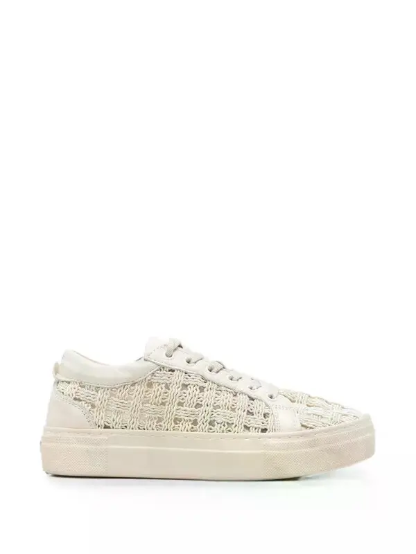 SERGIO MORETTI FIRENZE Woven Panel Leather Sneakers