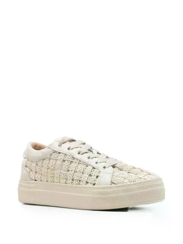 SERGIO MORETTI FIRENZE Woven Panel Leather Sneakers