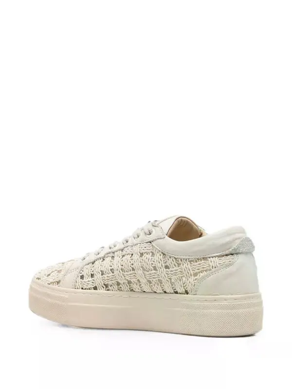 SERGIO MORETTI FIRENZE Woven Panel Leather Sneakers