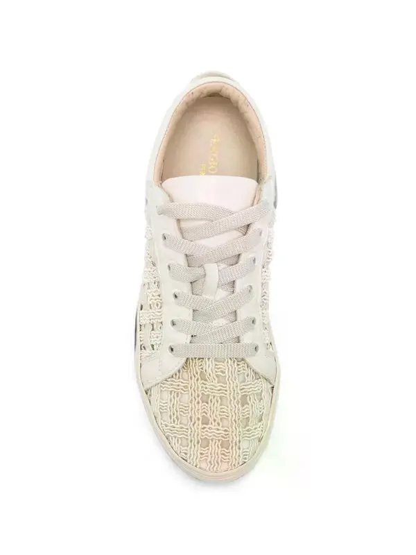 SERGIO MORETTI FIRENZE Woven Panel Leather Sneakers