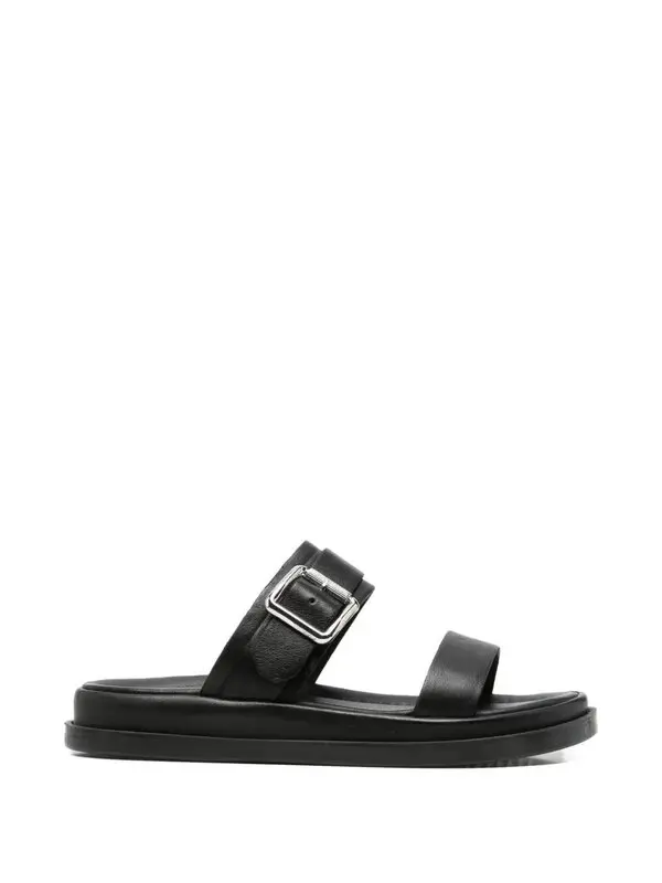 SERGIO MORETTI FIRENZE Buckle-fastening Leather Sandals - Black