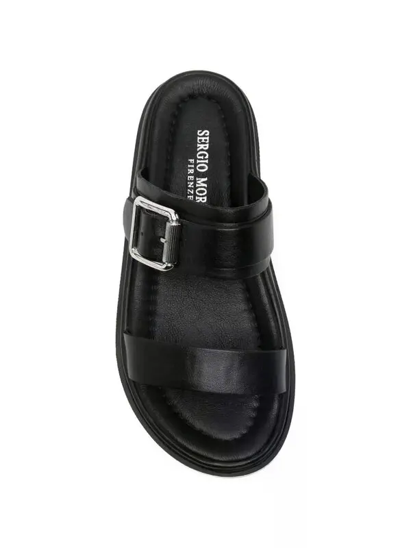 SERGIO MORETTI FIRENZE Buckle-fastening Leather Sandals - Black