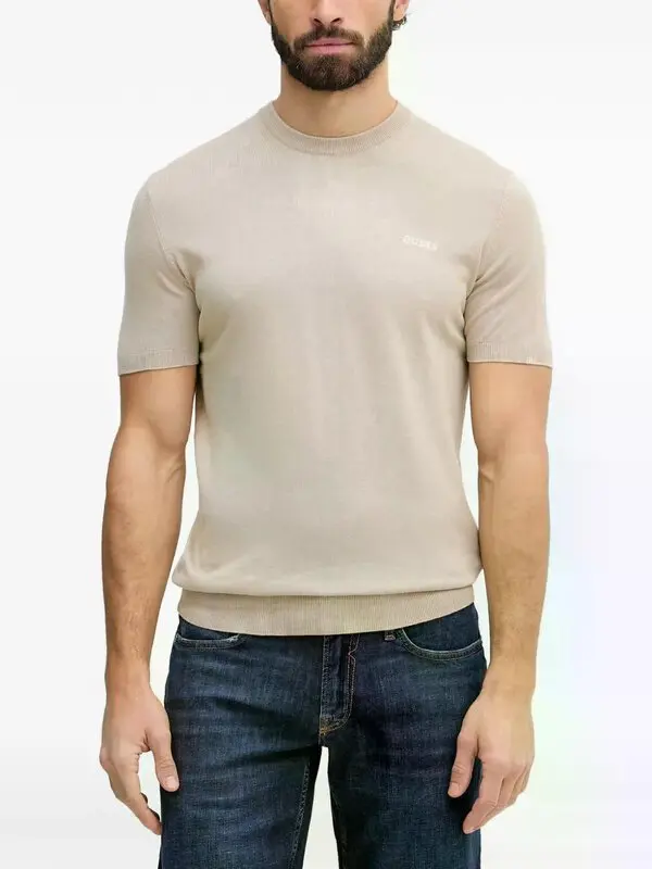 Guess Logo Embroidered Short-sleeve Sweater