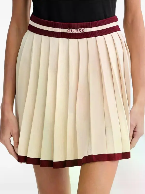 Guess Pleated Mini Skirt With Logo Waistband