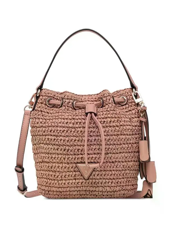 Guess Ofelia Interwoven Bucket Bag - Pink