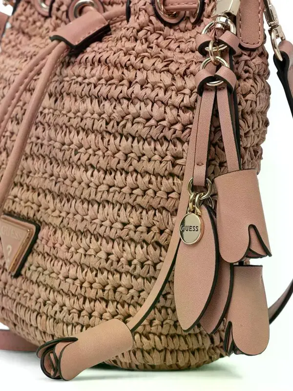 Guess Ofelia Interwoven Bucket Bag - Pink
