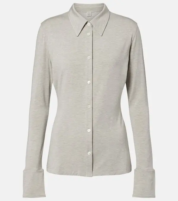 TOTEME Jersey Shirt With Elongated Cuffs - Grey
