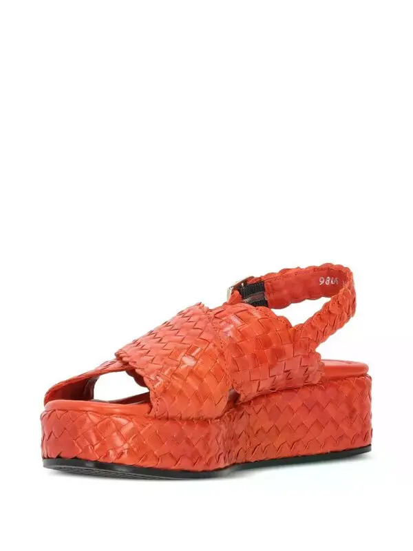 LA ROSE Woven Crossover Platform Sandals - Orange