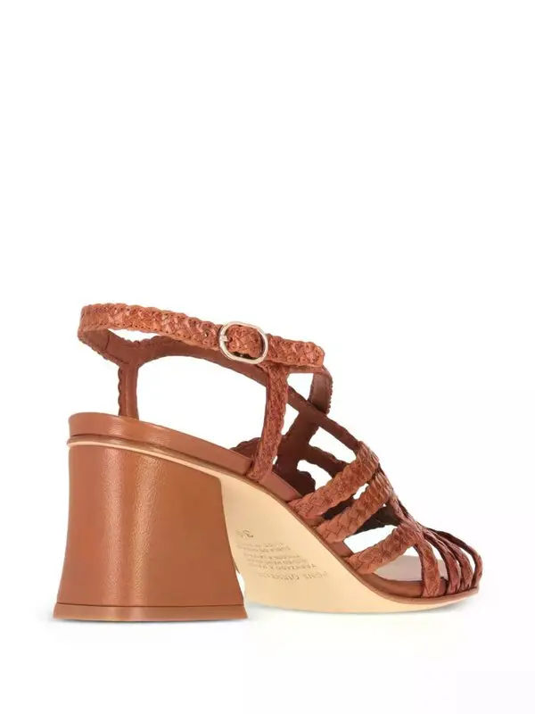 LA ROSE Woven Cage-strap Sandals