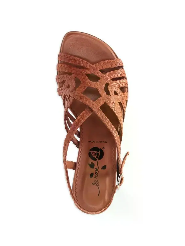 LA ROSE Woven Cage-strap Sandals