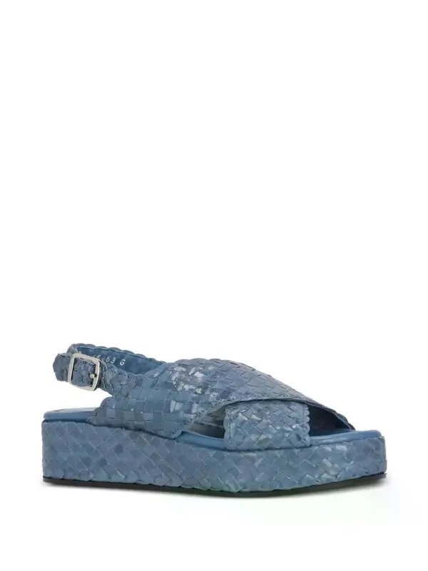 LA ROSE Woven Crossover Platform Sandals - Blue