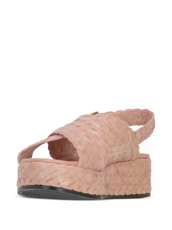 LA ROSE Woven Crossover-strap Platform Sandals