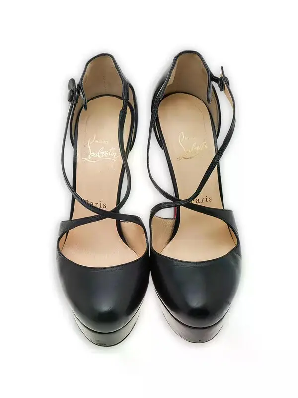 CHRISTIAN LOUBOUTIN Leather Criss-cross Platform Stiletto Heeled Pumps