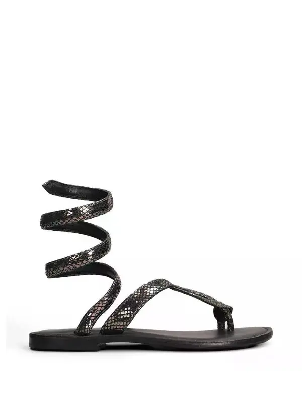 FUSION Snake-effect Wrap-around Sandals