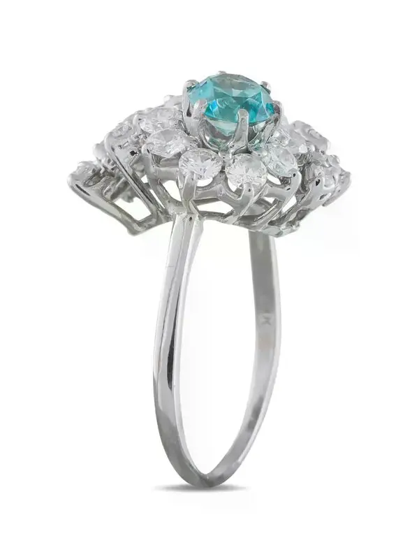 LB EXCLUSIVE Blue Zircon And Diamond Ring - Silver