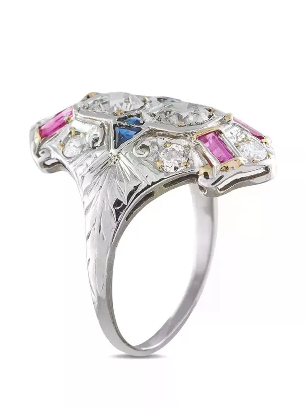 LB EXCLUSIVE 18k White Gold Diamond And Sapphire Ring