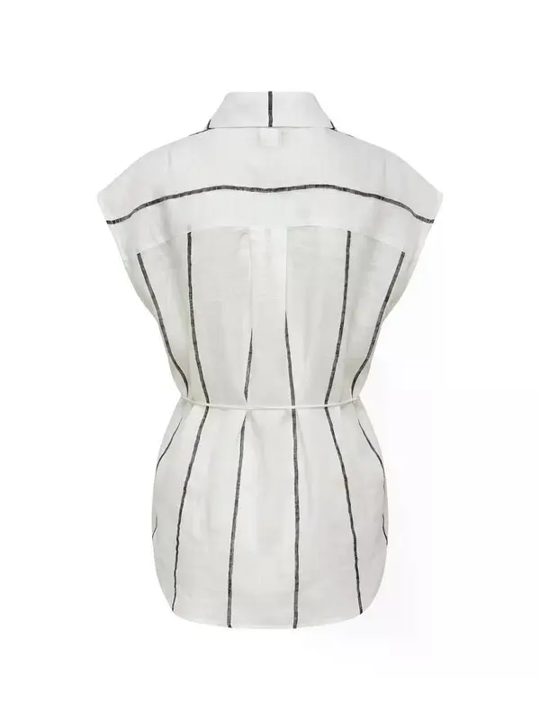 MEIMEIJ Striped Sleeveless Wrap Shirt