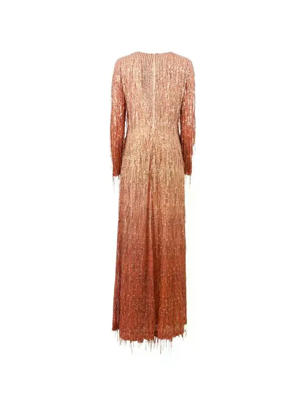 CLIPS Sequin-embellished Fringed Maxi Dress