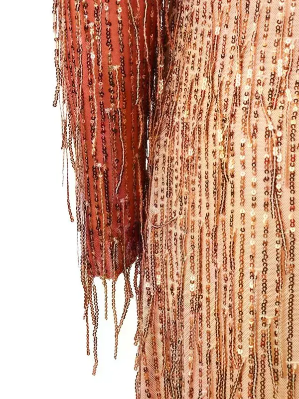 CLIPS Sequin-embellished Fringed Maxi Dress