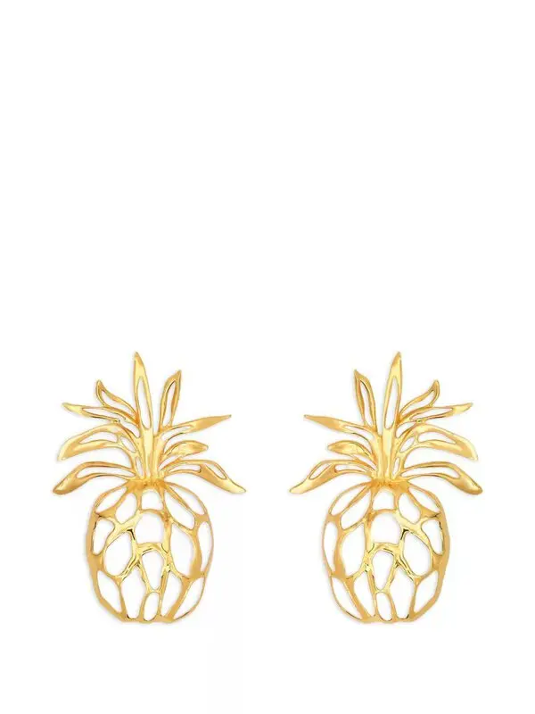 Oscar De La Renta Openwork Pineapple Clip-on Earrings - Gold