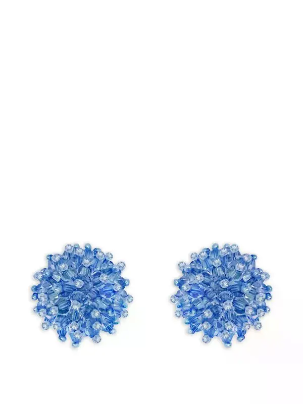 Oscar De La Renta Beaded Cluster Stud Earrings - Blue