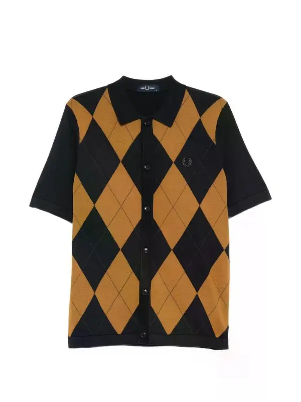 Fred Perry Argyle-pattern Button-up Sweater
