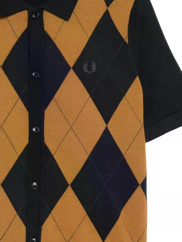 Fred Perry Argyle-pattern Button-up Sweater