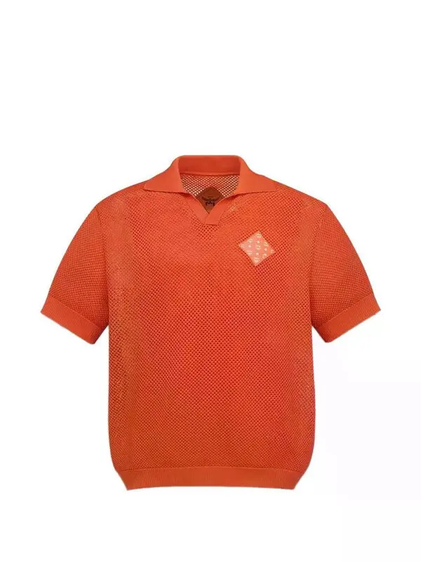 Mcm Logo-patch Open-knit Polo Shirt