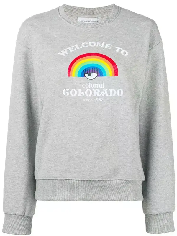 CHIARA FERRAGNI Rainbow Print Sweatshirt - Grey