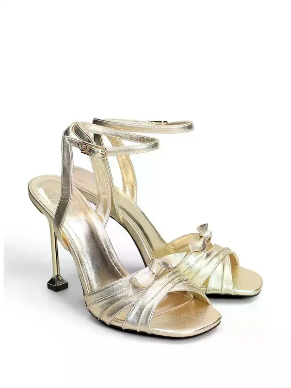 GOLD & ROUGE Metallic Bow Detail Stiletto Sandals