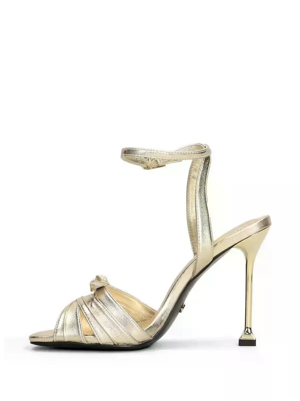 GOLD & ROUGE Metallic Bow Detail Stiletto Sandals