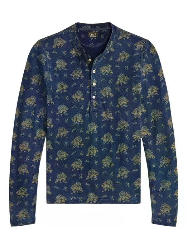 Ralph Lauren Floral Print Long Sleeve Crewneck T-shirt - Blue