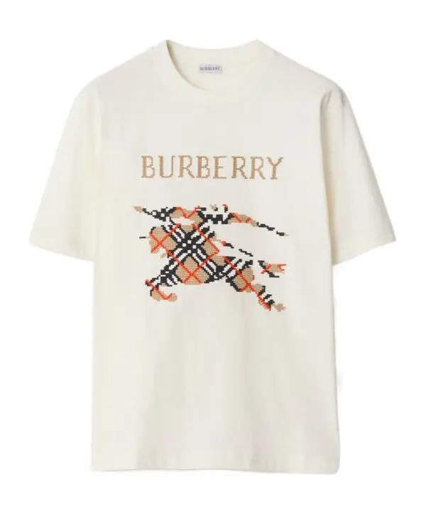 Burberry Logo Detailed Crewneck T-shirt - Chalk