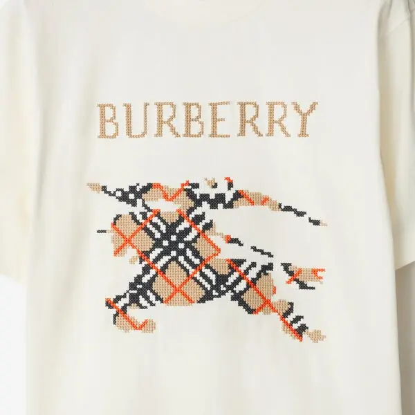 Burberry Logo Detailed Crewneck T-shirt - Chalk