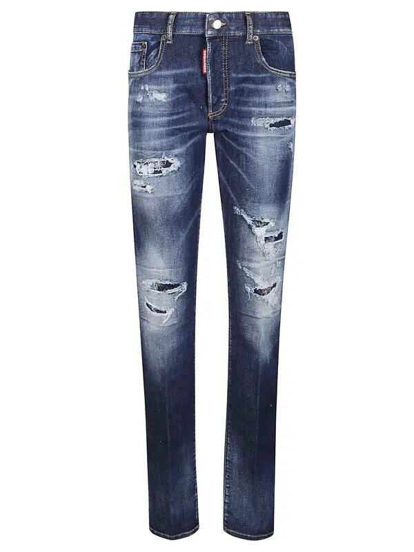 Dsquared2 Mid-rise Distressed Skinny Jeans - Blue