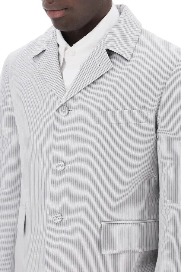 Thom Browne Single-breasted Striped Deconstructed Jacket